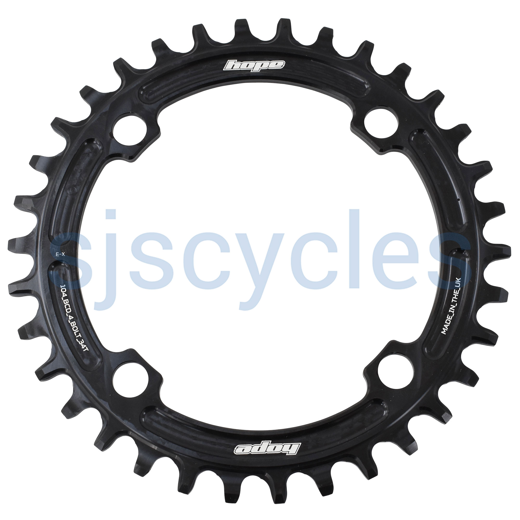 Hope R22 104mm BCD 4 Arm Chainring Black 34T
