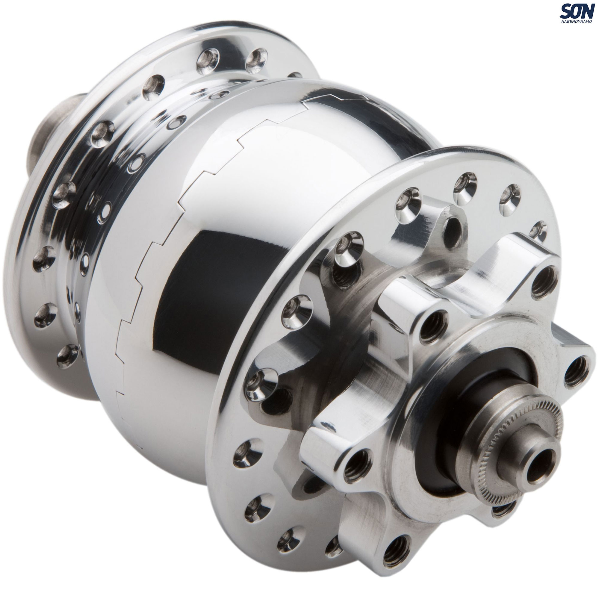 SON 28 6-Bolt Disc Dynamo Front Hub Polished 32H