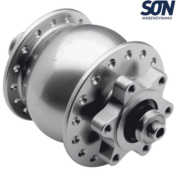 SON 28 6-Bolt Disc Dynamo Front Hub Silver 32H